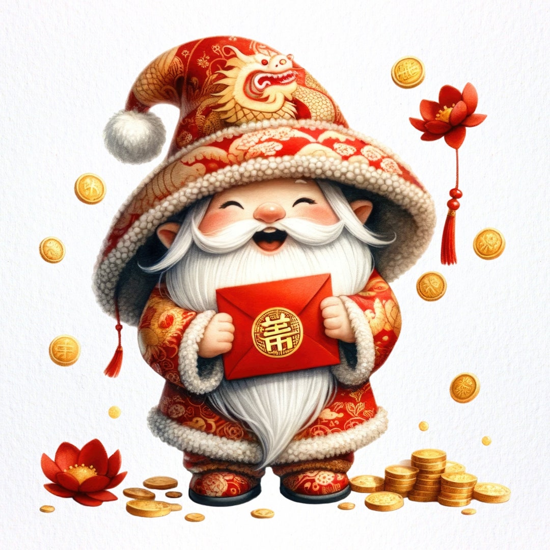 Watercolor Lunar New Year Gnomes, Chinese New Year Gnomes Png, Year of ...