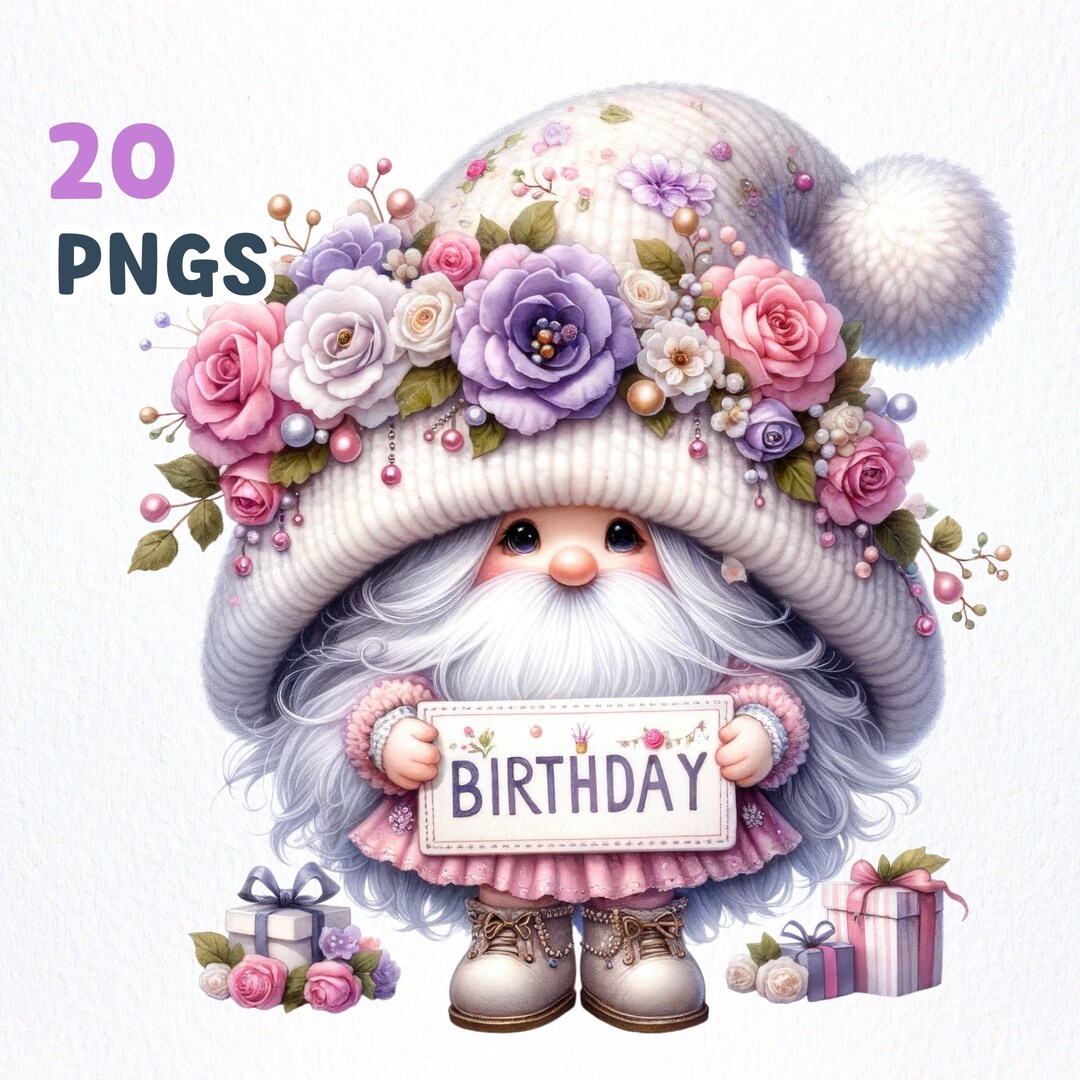 Watercolor June Birth Gnome Clipart Bundle | 20 High-quality Pngs ...