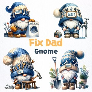 Watercolor Fix Dad Gnome Clipart PNG Bundle | 20 High-quality Pngs ...