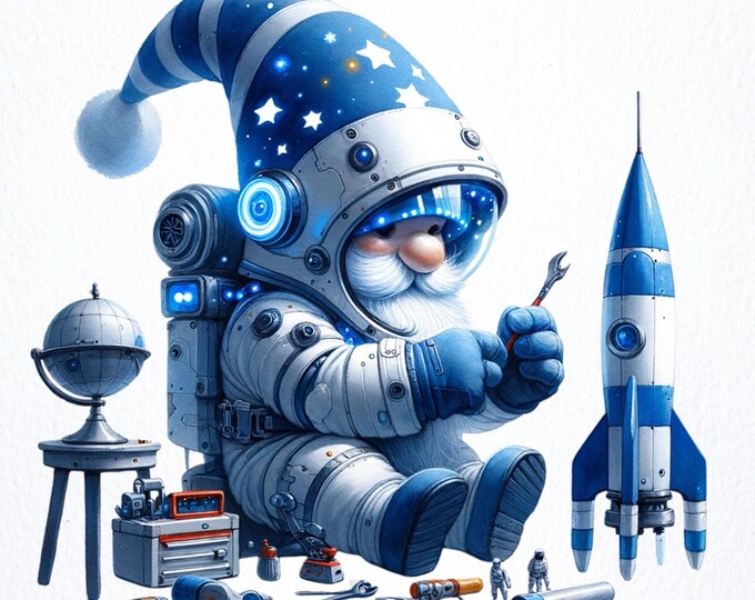 Space Gnome, Space Gnome Png, Rocket Gnome, Cute Gnomes Clipart, Space ...