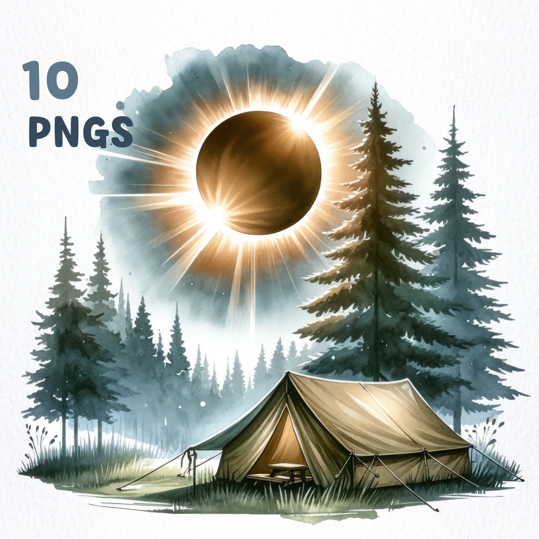 Watercolor Solar Eclipse Clipart Bundle | 10 High-quality Pngs ...