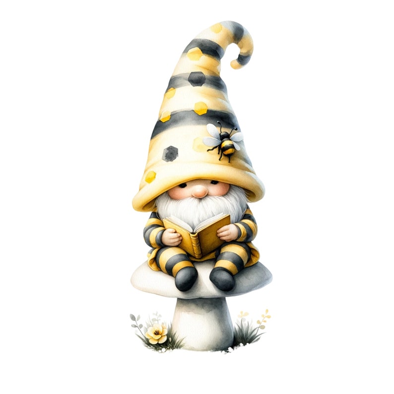 Bumble Bee Gnome Clipart Bundle, 27 High Quality Pngs, Watercolor ...