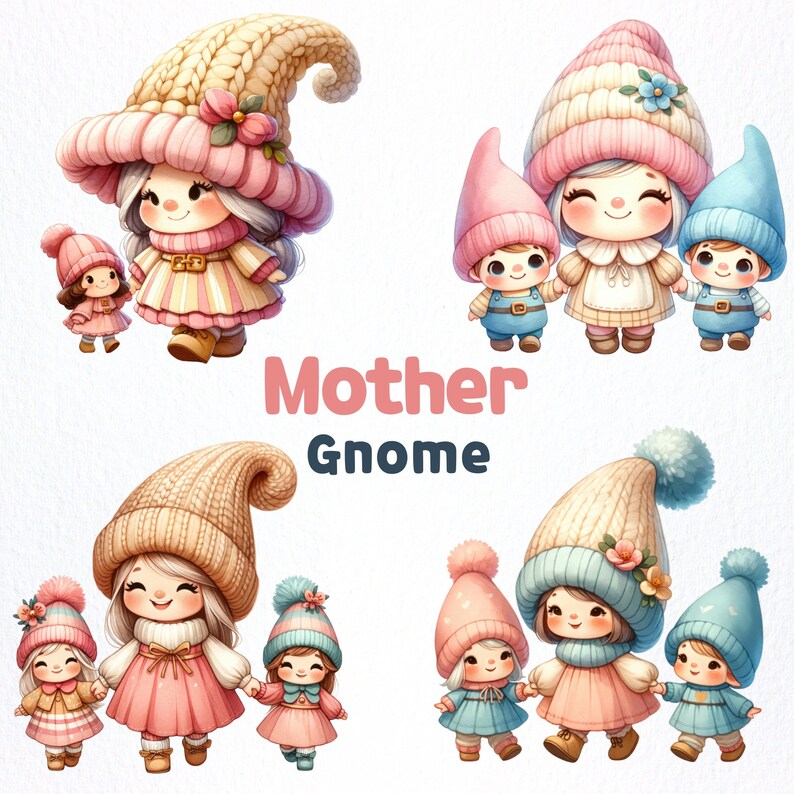 Watercolor Mother Gnome Clipart Bundle 20 High-quality Pngs Mother's ...