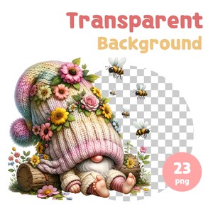 Watercolor Flower Bee Gnomes, Gnome With Flowers Png, Spring Gnomes ...