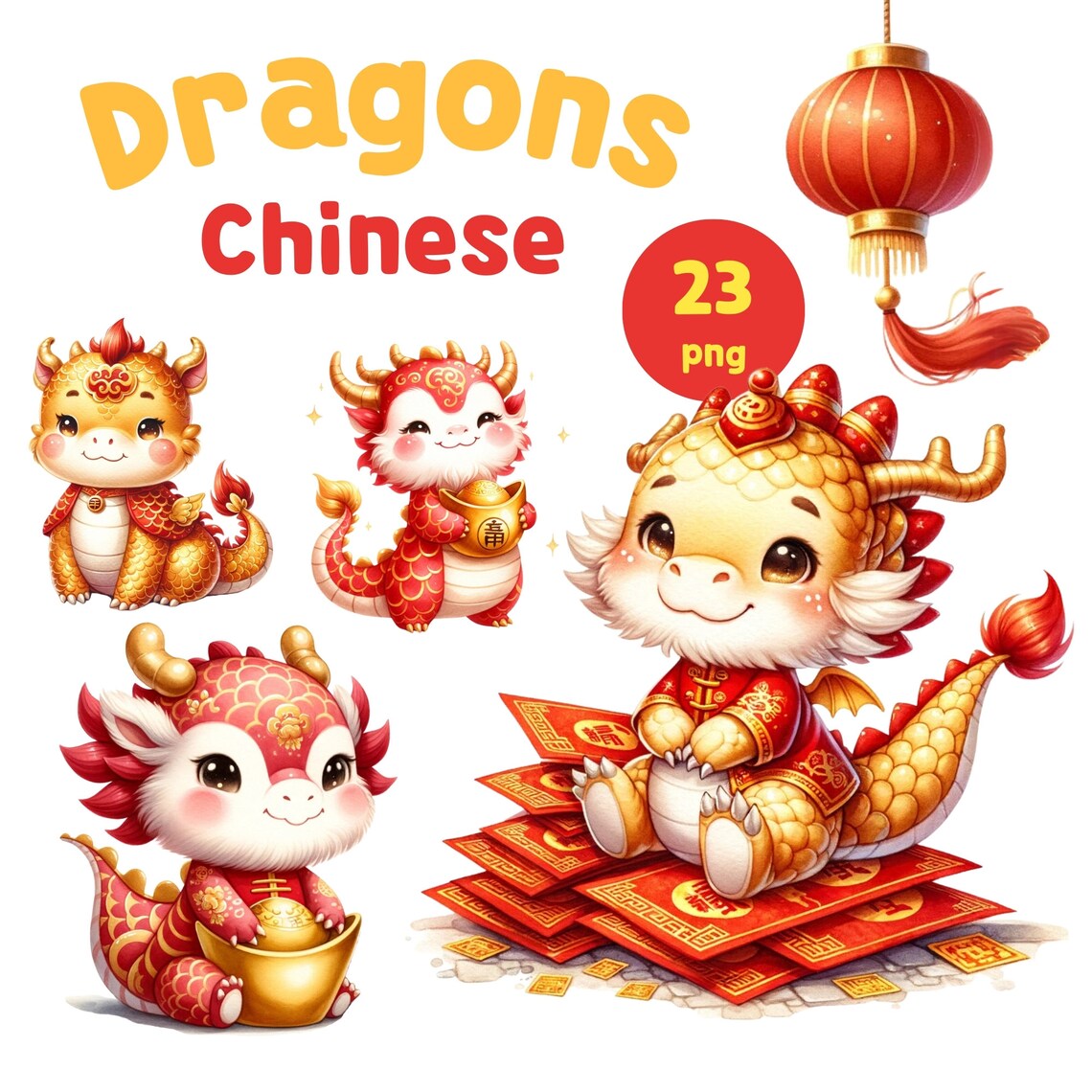Chinese Dragon Clipart Bundle, 23 High Quality Pngs, Chinese New Year ...