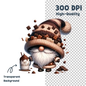 Watercolor Hot Chocolate Gnome Clipart Bundle | 20 High-quality Pngs ...