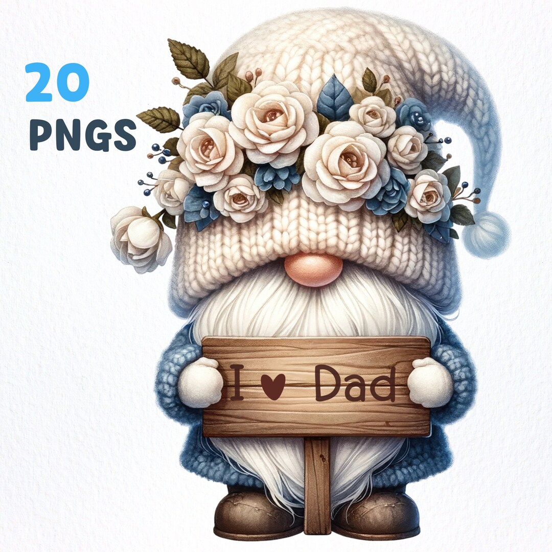 Watercolor Love Dad Gnome Clipart Bundle | 20 High-quality Pngs ...