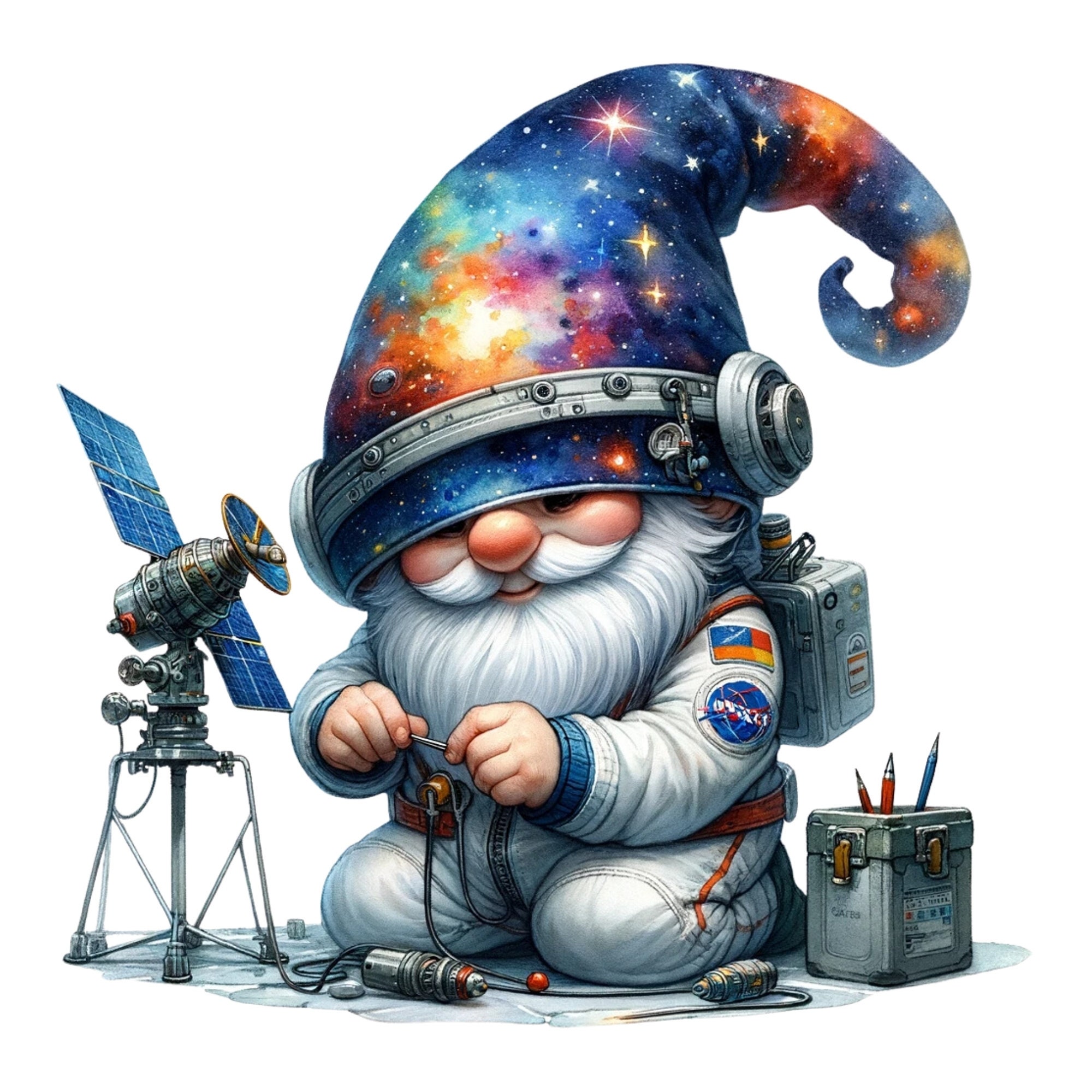 Watercolor Space Gnomes, Space Gnomes Png, Rocket Gnome, Cute Gnomes ...