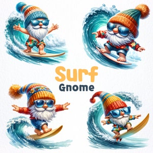 Watercolor Surf Gnome Clipart Bundle | 20 High-quality Pngs | Surfing ...