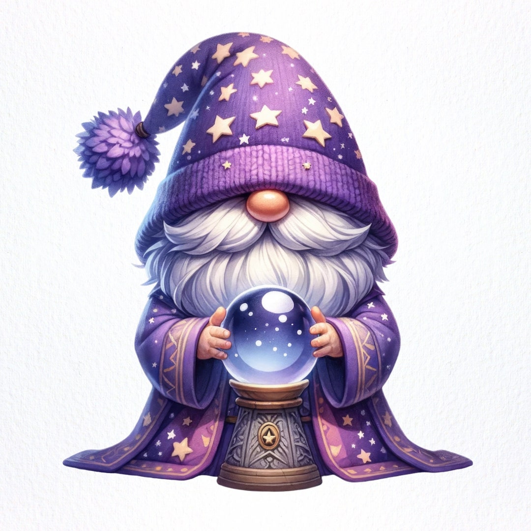 Watercolor Fortune Teller Gnome Clipart | 10 High-quality Pngs ...