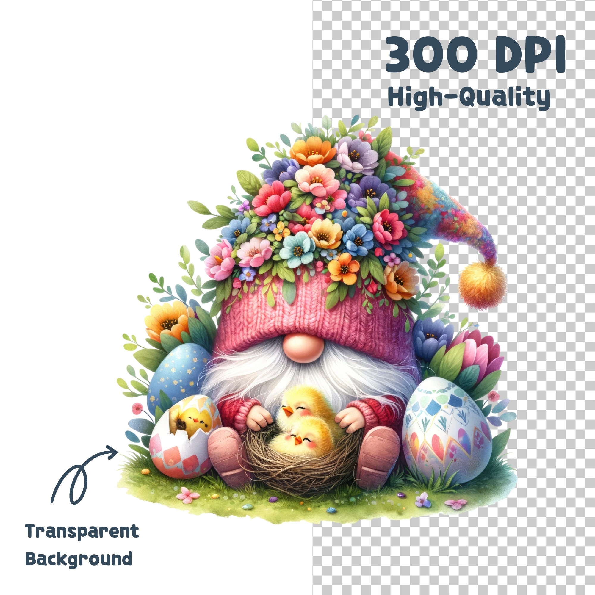 Watercolor Easter Chick Gnome Clipart Bundle 20 High-quality Pngs Gnome ...