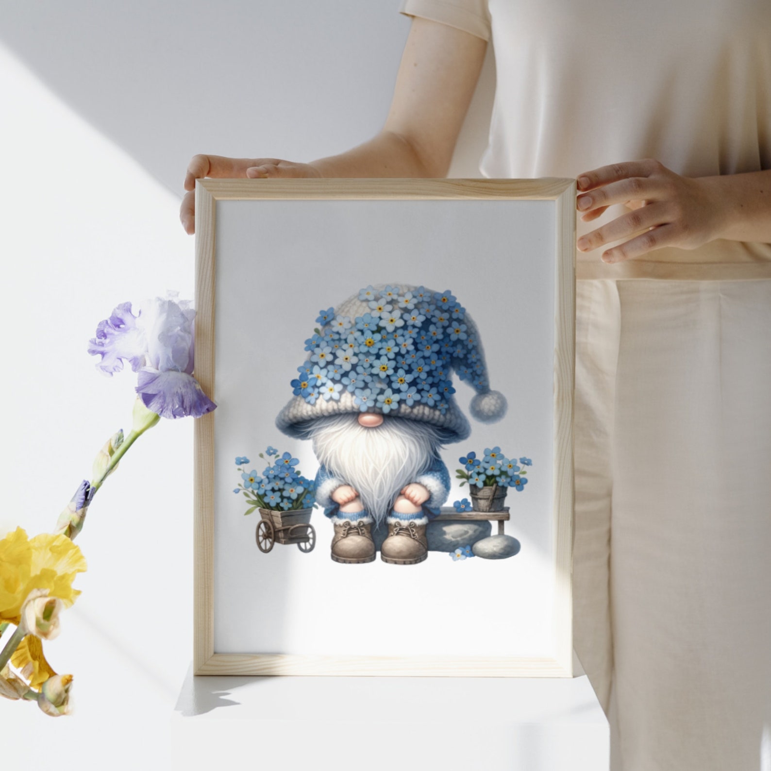 Watercolor Forget Me Not Gnome Clipart Bundle 20 High-quality Pngs ...