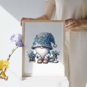 Watercolor Forget Me Not Gnome Clipart Bundle | 20 High-quality Pngs ...