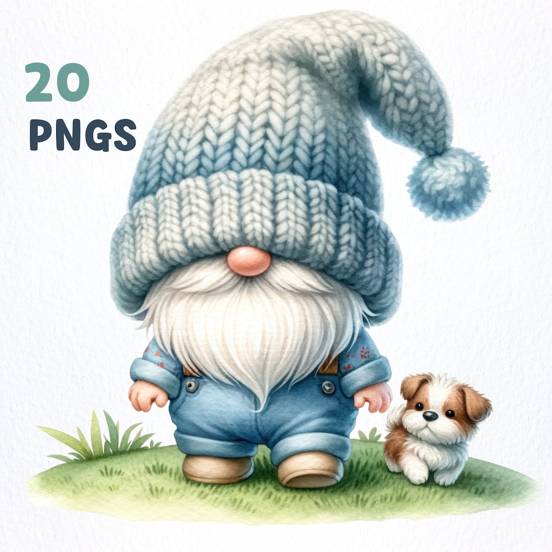 Watercolor Dog Lover Gnome Clipart Bundle | 20 High-quality Pngs ...