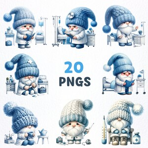 Watercolor Doctor Gnome Clipart PNG Bundle | 20 High-quality Pngs ...