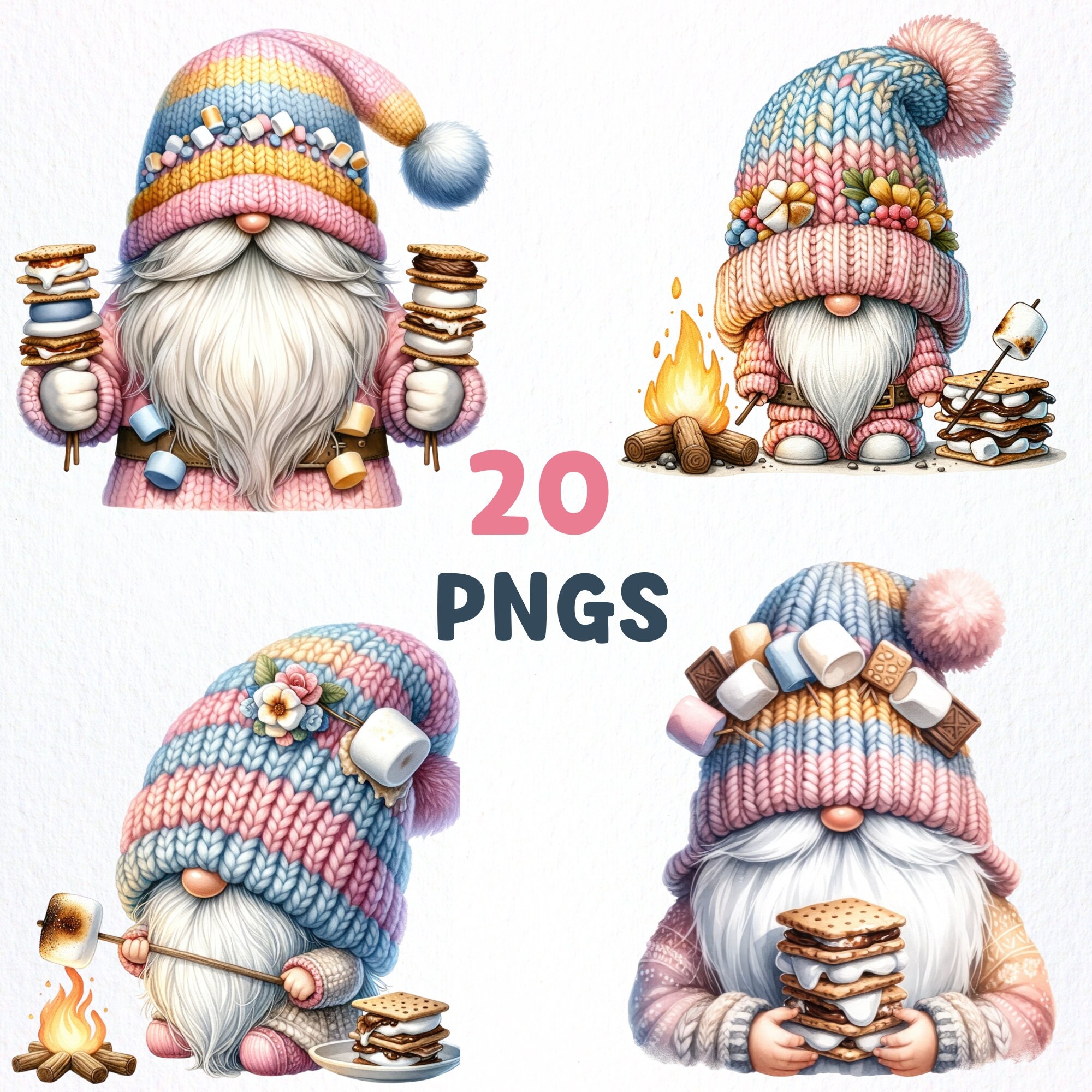 S'mores Gnomes Clipart Bundle | 20 High-quality Pngs | Smores Gnome ...