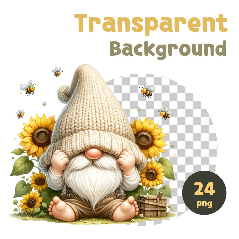 Watercolor Sunflower Gnomes, Gnome With Flowers Png, Garden Gnomes ...