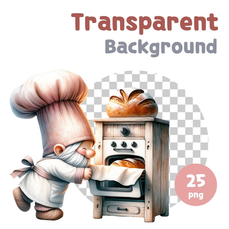 Watercolor Baker Gnomes, Baking Gnomes Png, Chef Gnome, Cute Gnomes ...