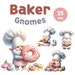 Watercolor Baker Gnomes, Baking Gnomes Png, Chef Gnome, Cute Gnomes ...