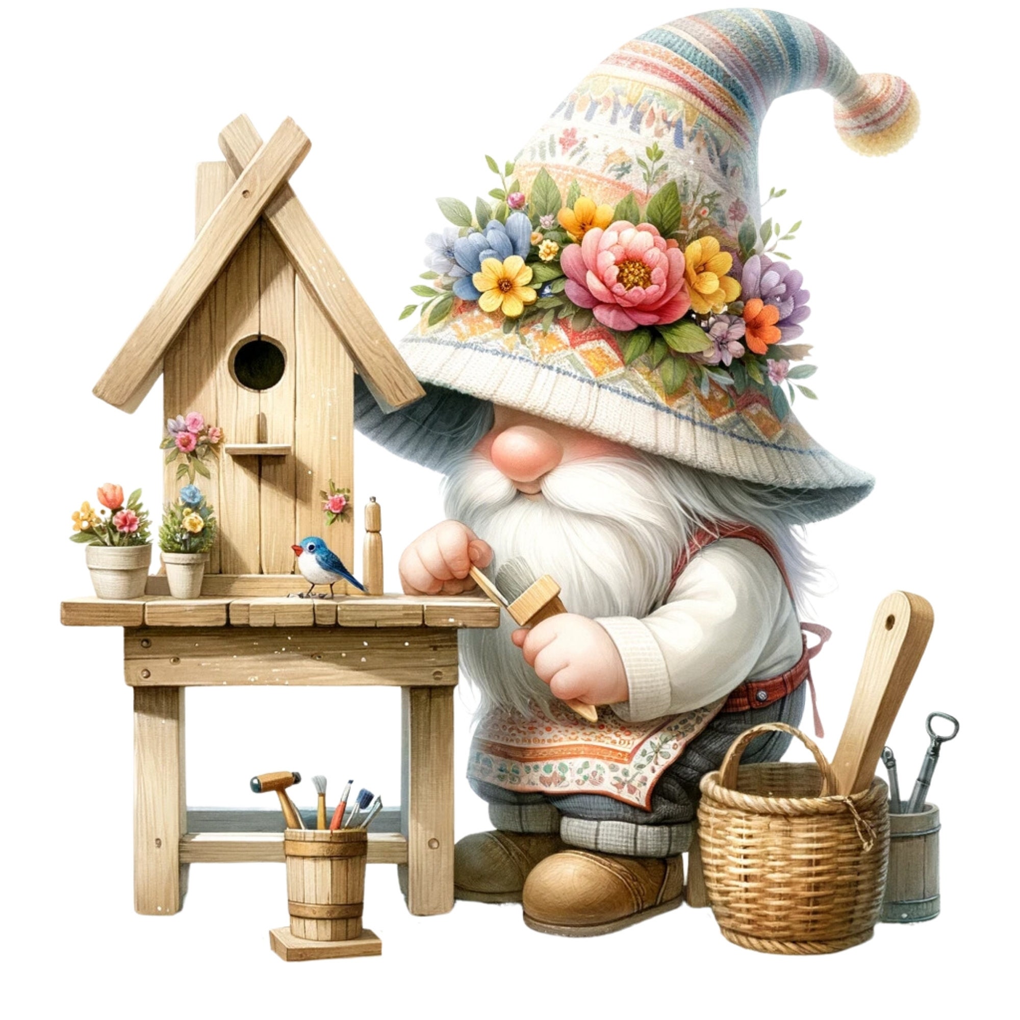 Spring Gnomes Clipart Bundle, 25 High Quality Pngs, Watercolor Clipart ...