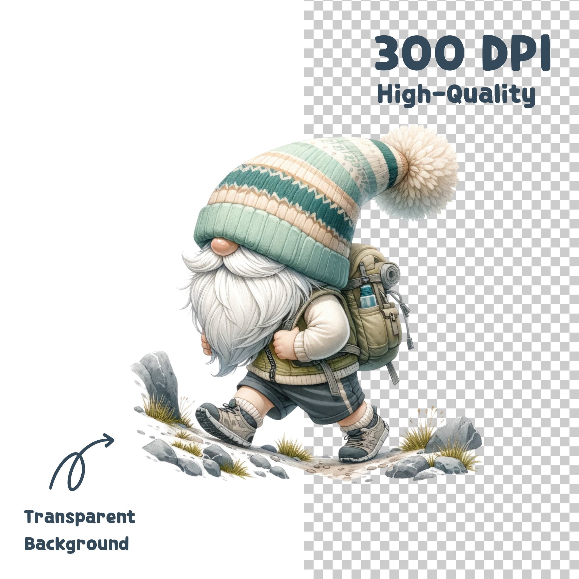 Watercolor Trail Running Gnome Clipart Bundle 20 High-quality Pngs ...
