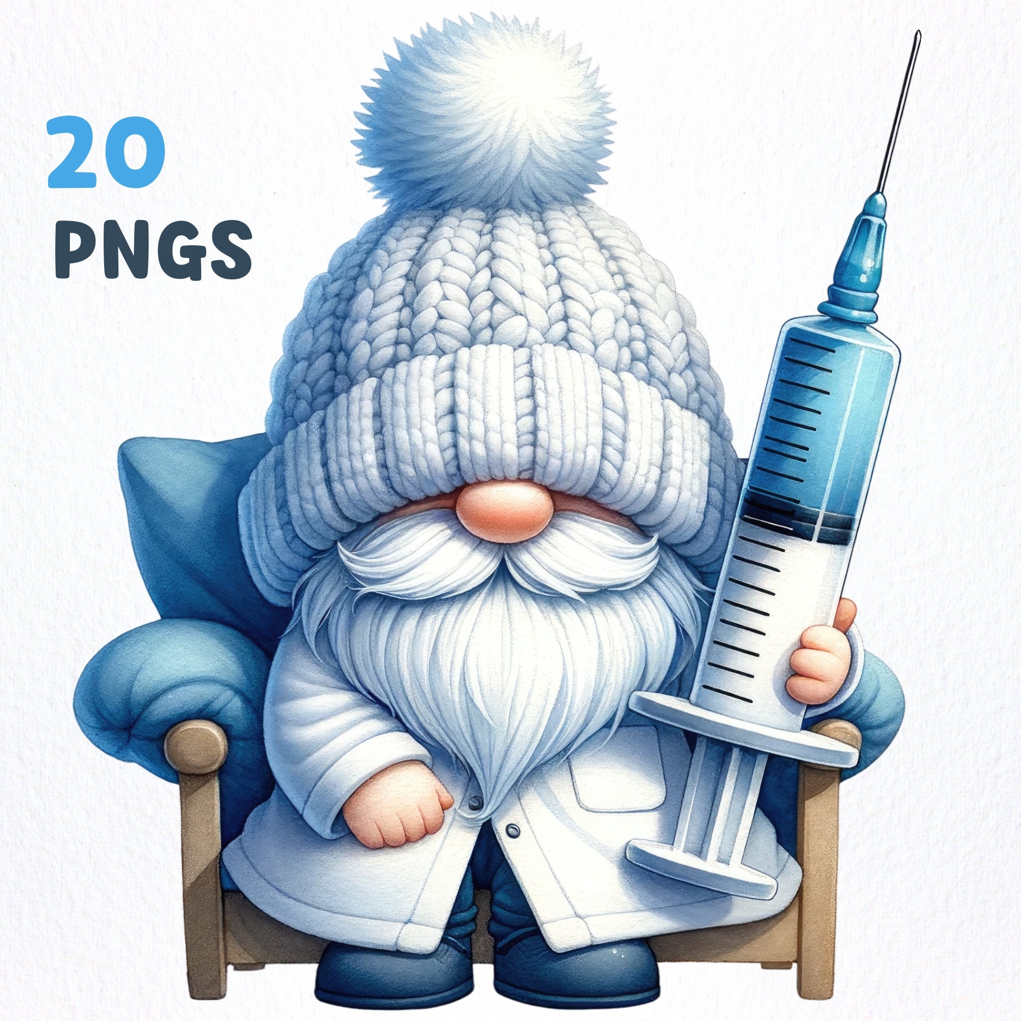 Watercolor Doctor Gnome Clipart PNG Bundle 20 High-quality Pngs Nursery ...