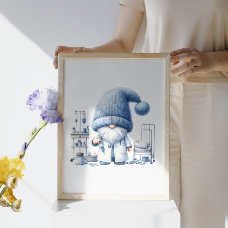 Watercolor Doctor Gnome Clipart PNG Bundle 20 High-quality Pngs Nursery ...