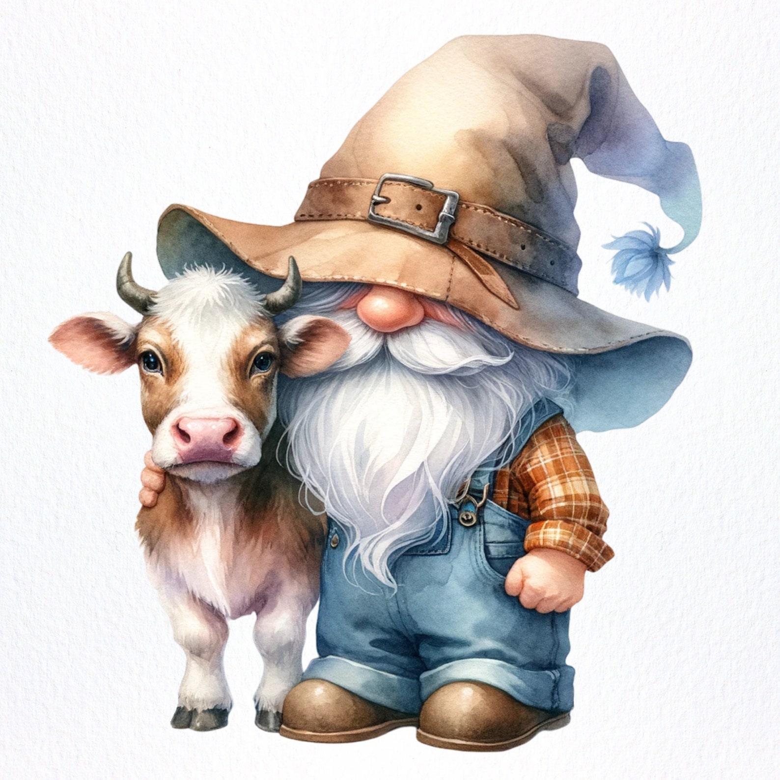 Watercolor Animal Farm Gnomes, Animal Farm Gnome Png, Farmer Gnomes ...