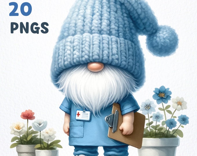 Nurse Gnome Clipart, Healthcare Gnome Clipart, Medical Gnome ...