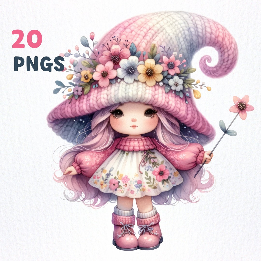 Watercolor Female Gnome Clipart Bundle | 20 High-quality Pngs | Woman ...