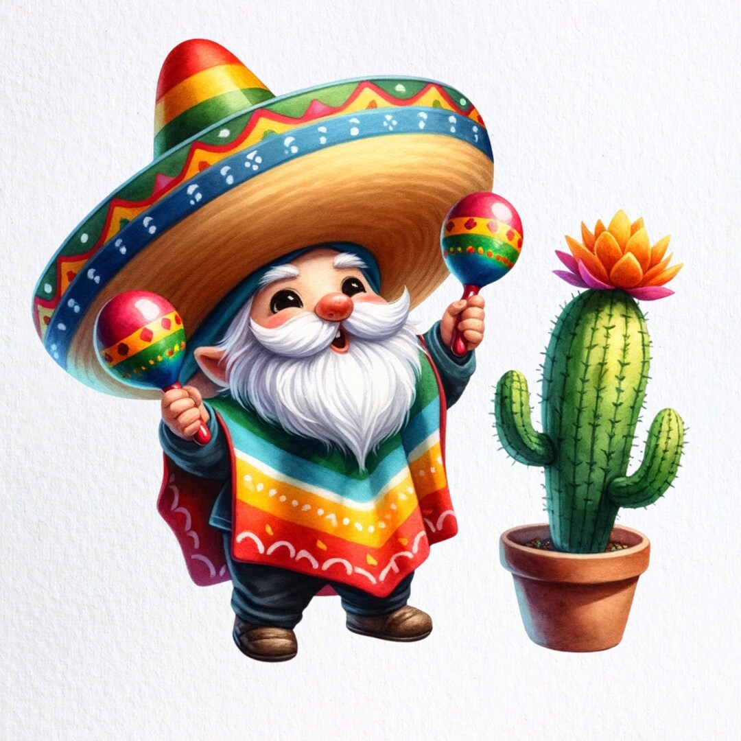 Watercolor Cinco De Mayo Gnomes, Cinco De Mayo Gnomes Png, Maxican ...