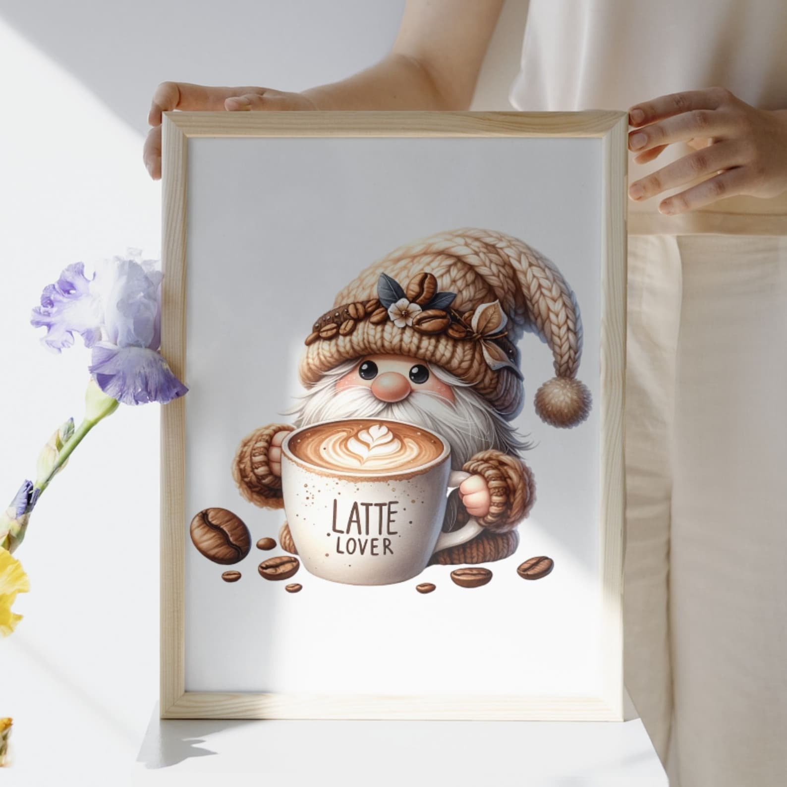 Watercolor Coffee Lover Gnomes, Coffee Gnomes Png, Coffee Beans Gnome ...