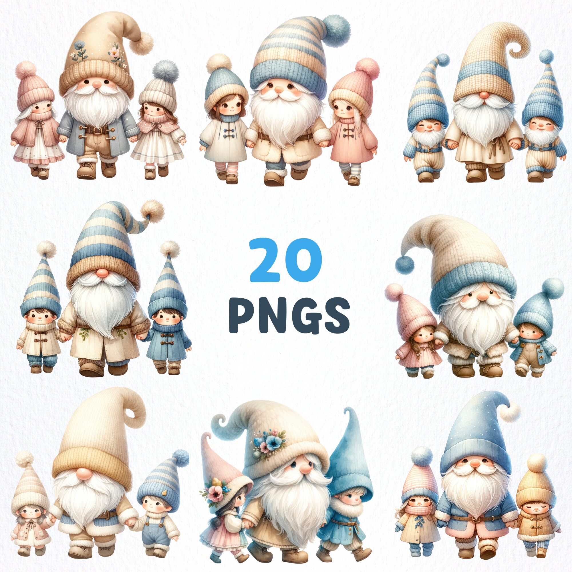 Watercolor Father Gnome Clipart Bundle 20 High-quality Pngs Father's ...