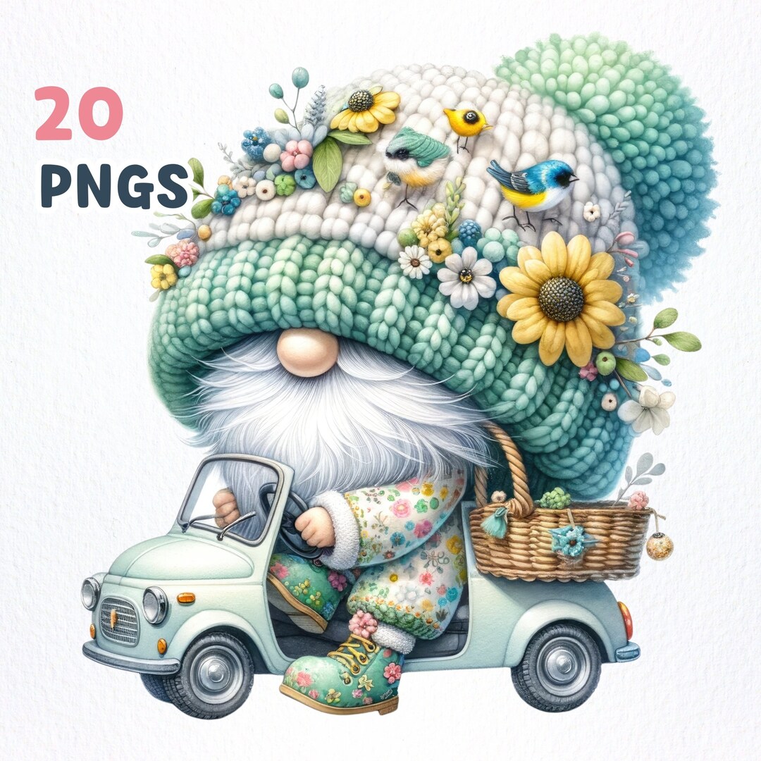 Watercolor Driving Gnome Clipart Bundle | 20 High-quality Pngs ...