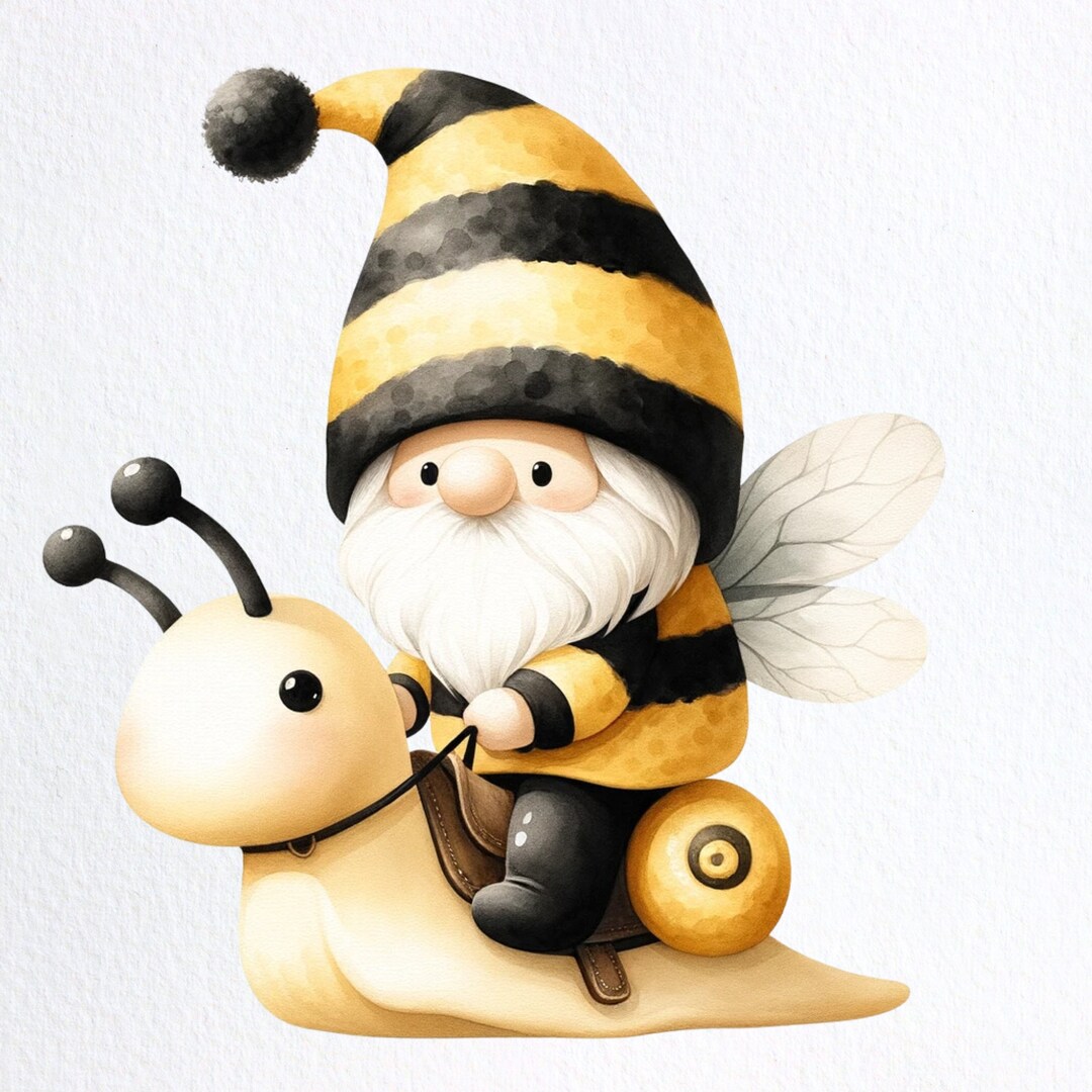 Bumble Bee Gnome Clipart Bundle, 27 High Quality Pngs, Watercolor ...