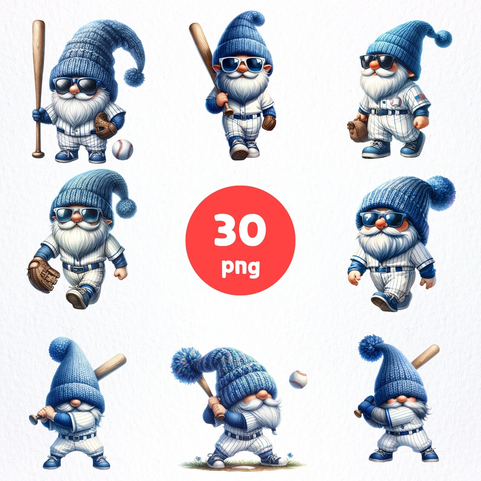 Watercolor Baseball Gnomes, Baseball Gnome Png, Sport Gnomes, Cute ...