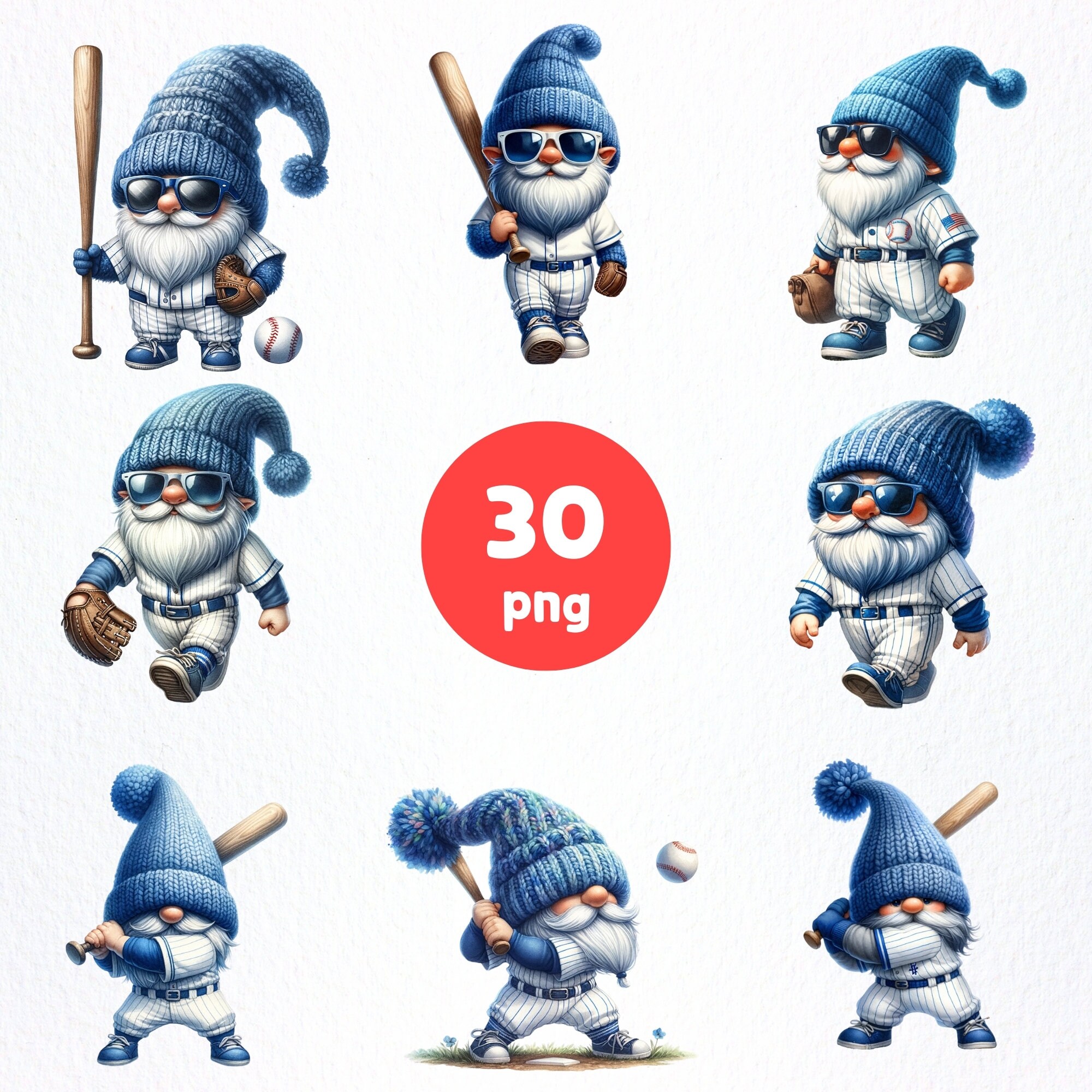 Watercolor Baseball Gnomes, Baseball Gnome Png, Sport Gnomes, Cute ...
