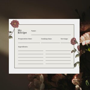 Printable Recipe Card Template, Floral Editable Recipe Cards, Recipe ...