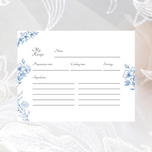 Printable Recipe Card Template, Floral Wedding Editable Recipe Cards ...