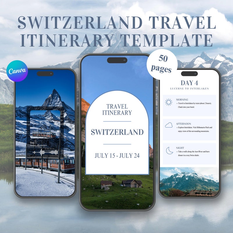 Swiss Travel Itinerary - Etsy UK