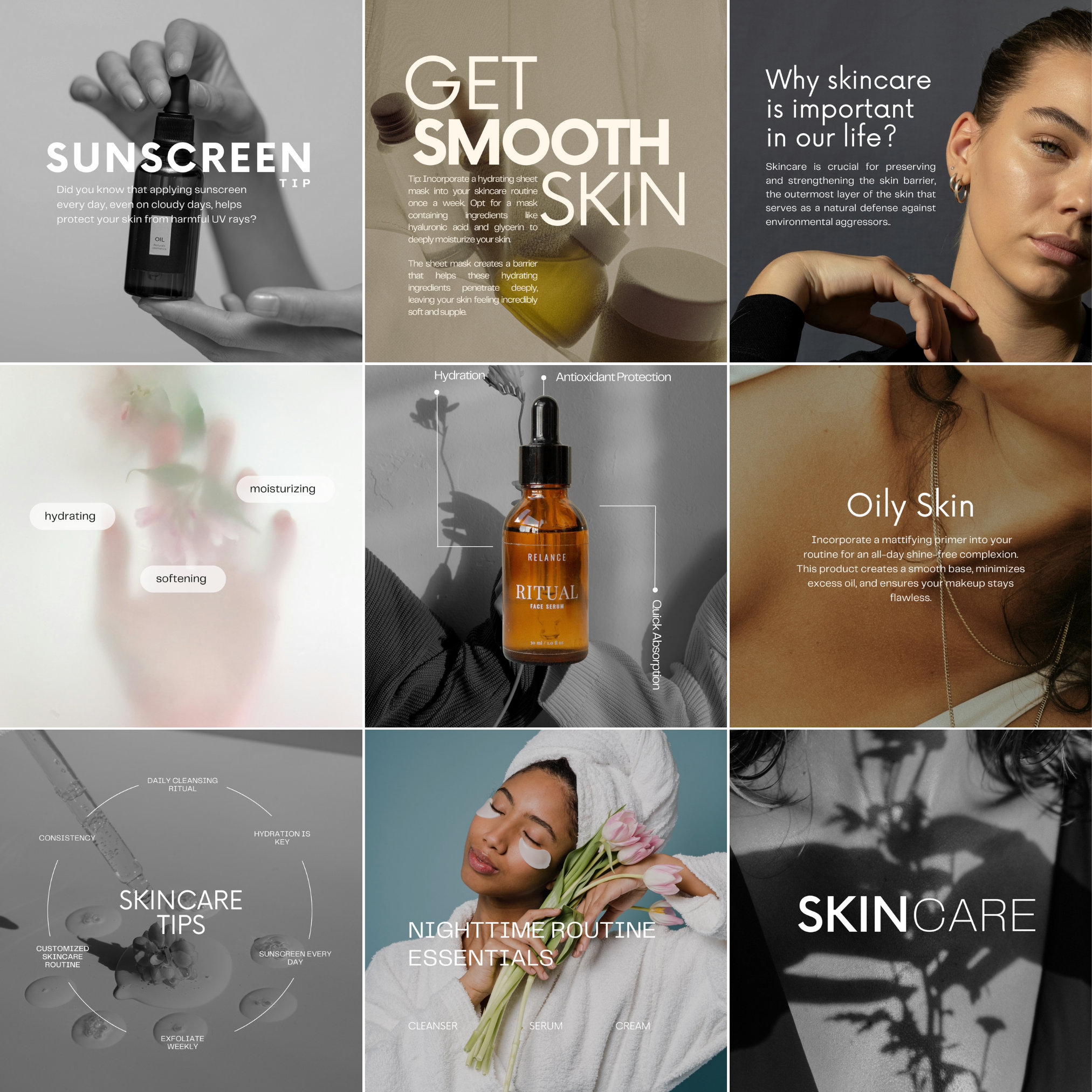 Skincare Instagram Post Templates / Instagram Templates for ...