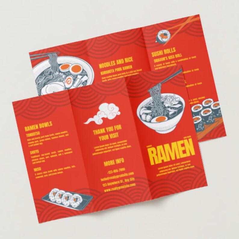 Trifold Brochure Asian Restaurant Menu Canva Template, Trifold Brochure ...