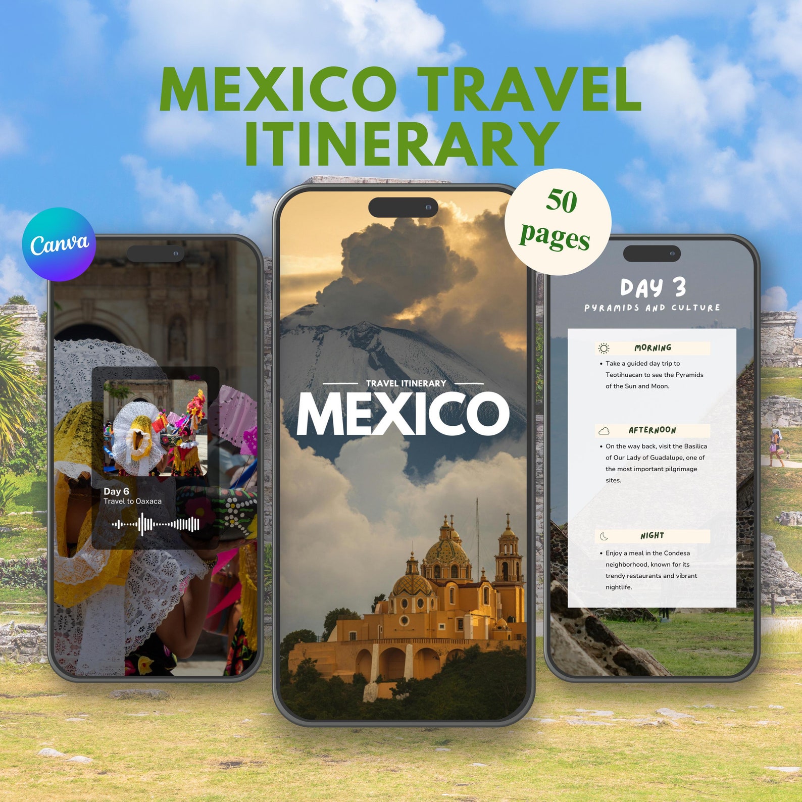 Editable Travel Itinerary Mexico Template, Mexico Travel Itinerary ...