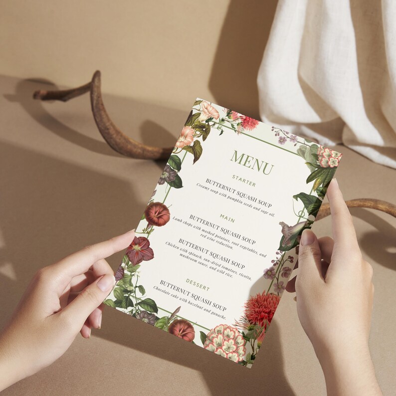 Wildflower Menu Canva Template, Boho Flower Event Menu, Garden Party ...