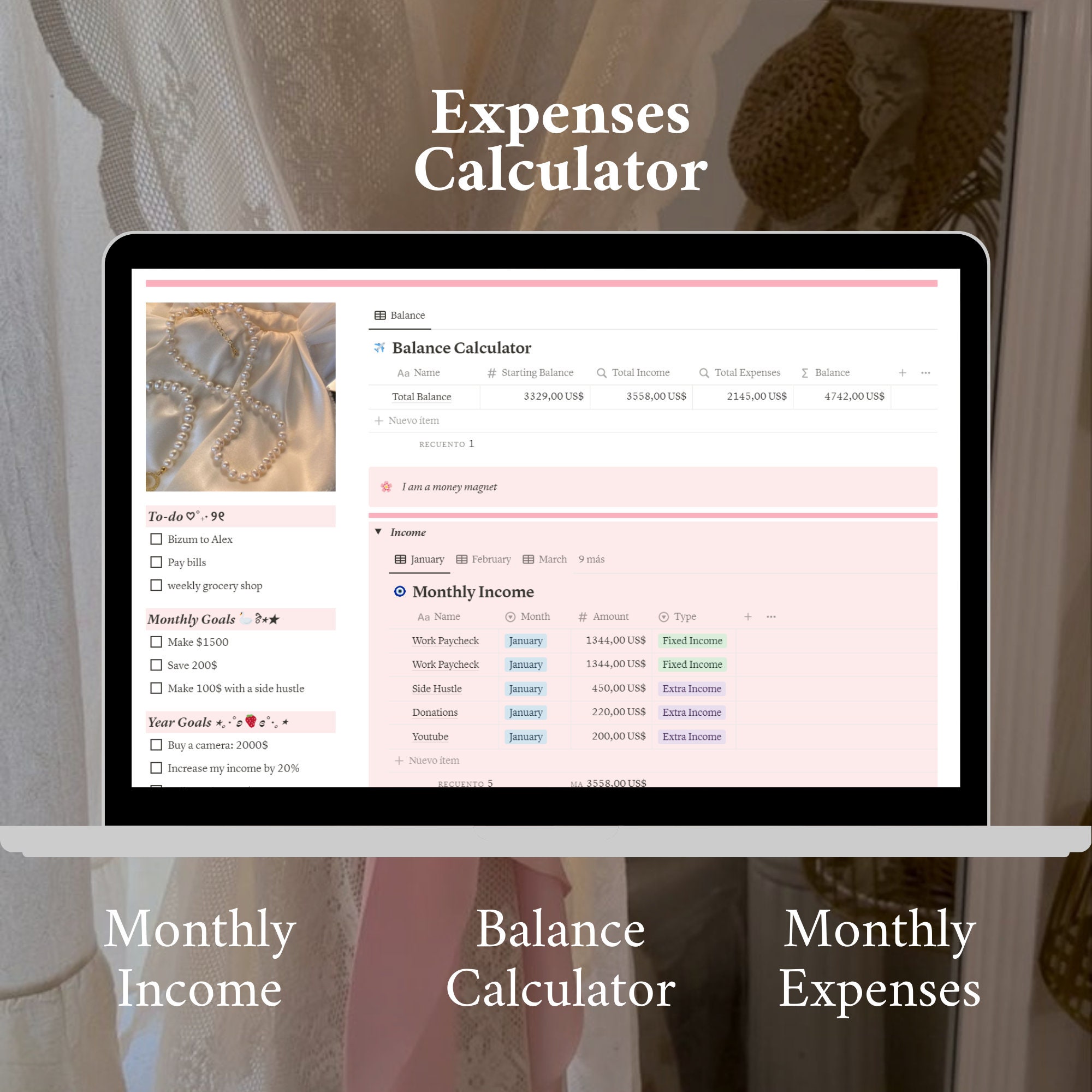 Notion Template Coquette Pink Aesthetic 2024, Notion Life Planner ...