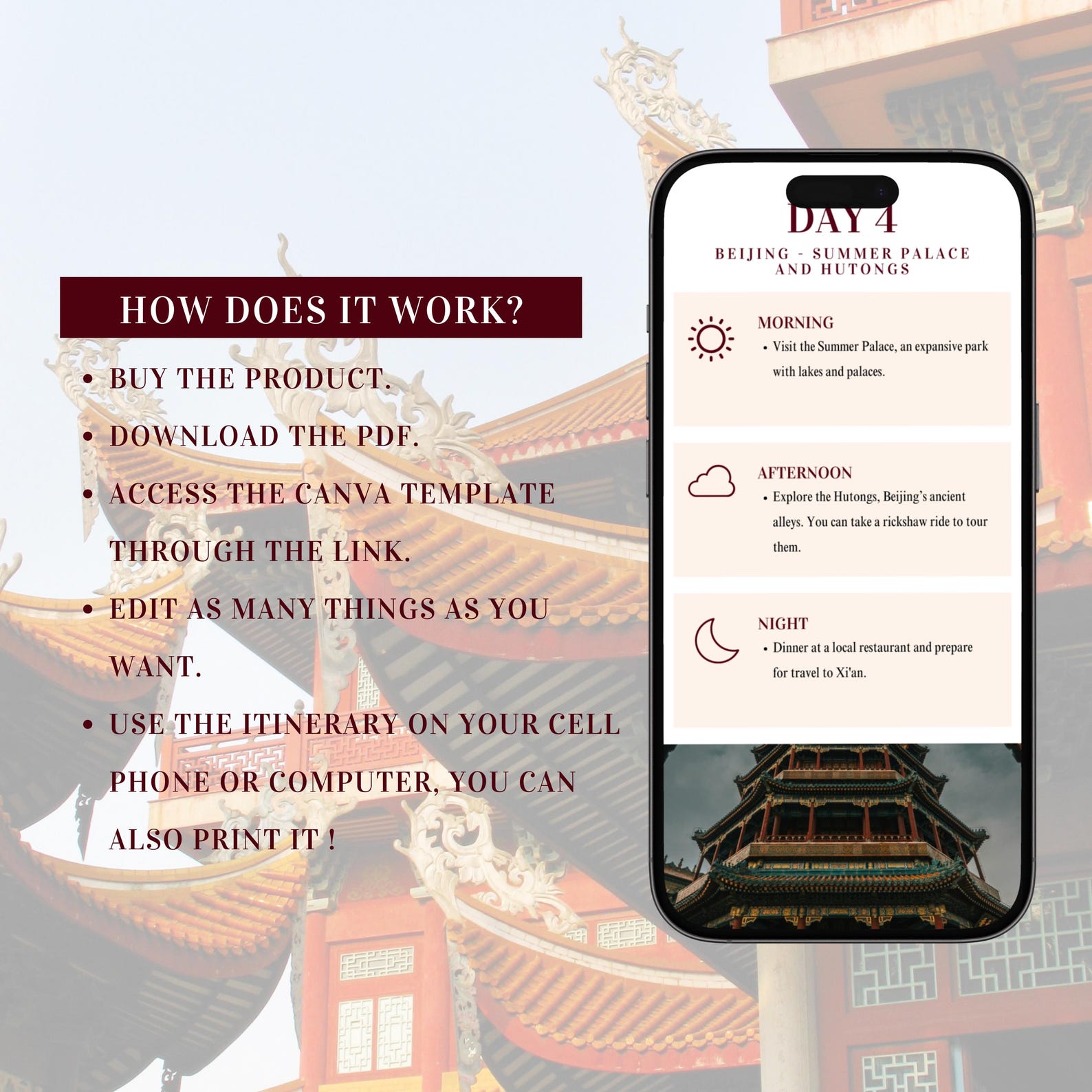 China Travel Itinerary Template, China Travel Itinerary, Customizable ...