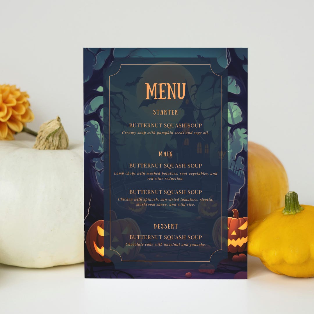 Halloween Menu Editable Template, Gothic Menu Template, Halloween ...