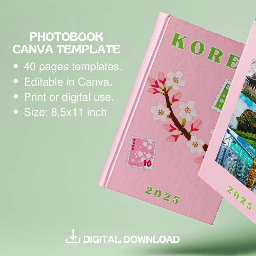 Korea Travel Photo Book Template, Seoul Printable Travel Journal ...