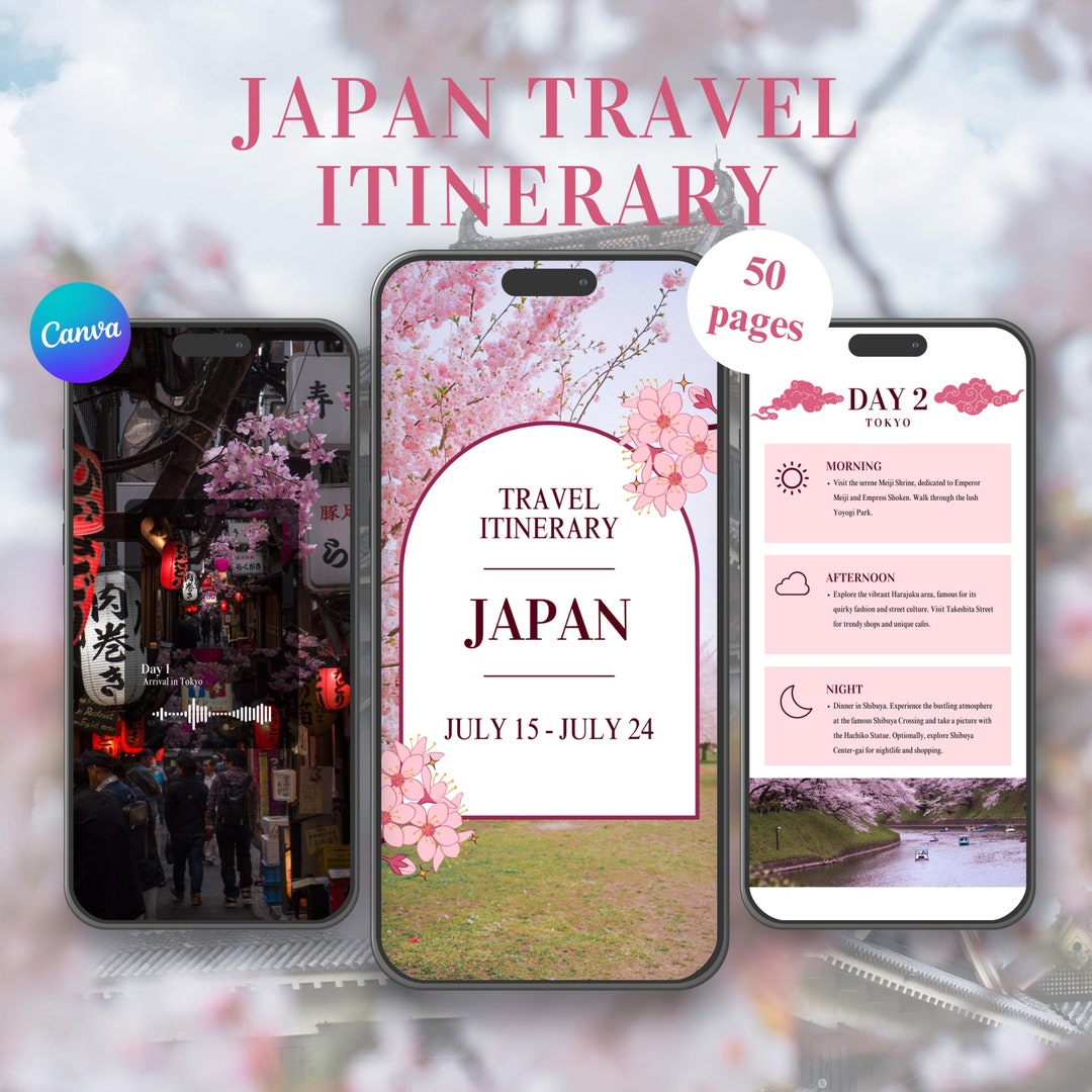 Travel Itinerary Japan Template Editable, Japan Travel Itinerary ...