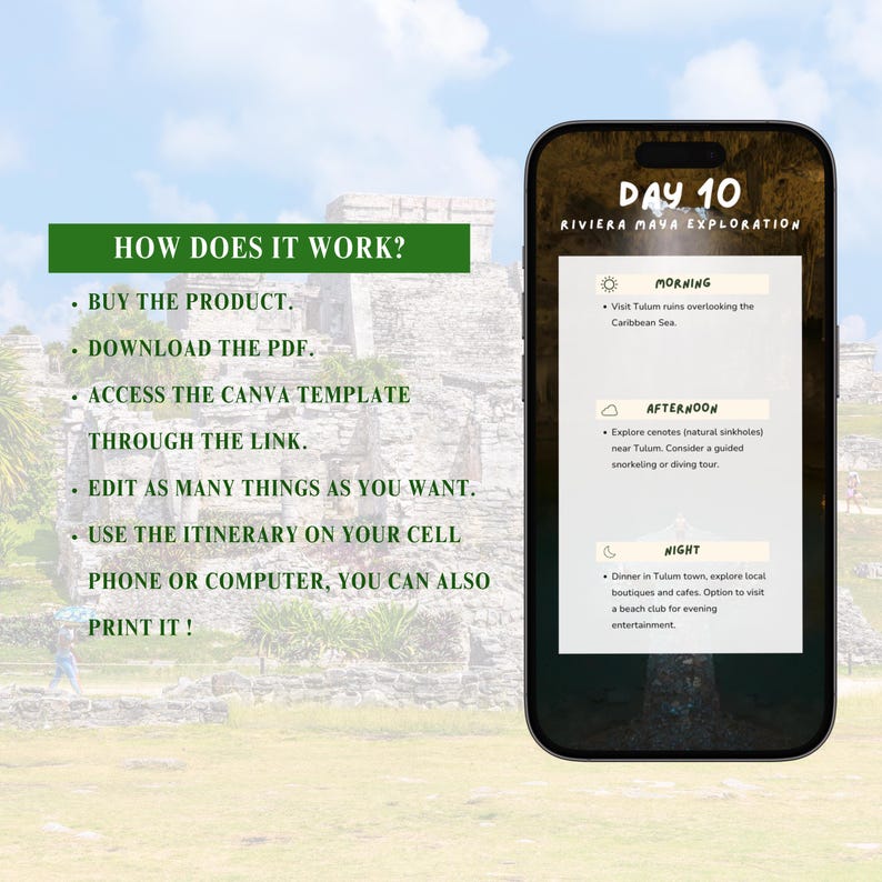 Editable Travel Itinerary Mexico Template, Mexico Travel Itinerary ...